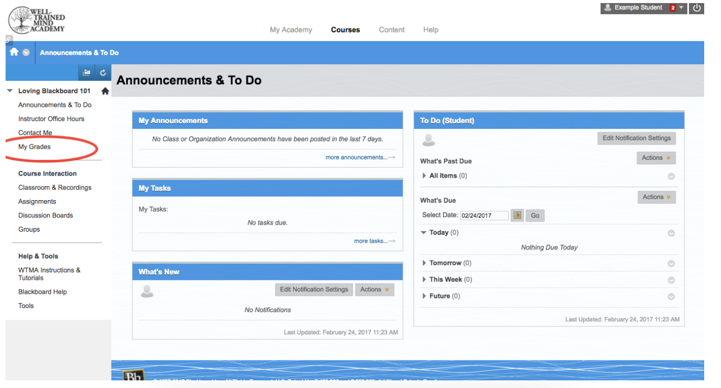 Checking My Grades in Blackboard – Well-Trained Mind Academy