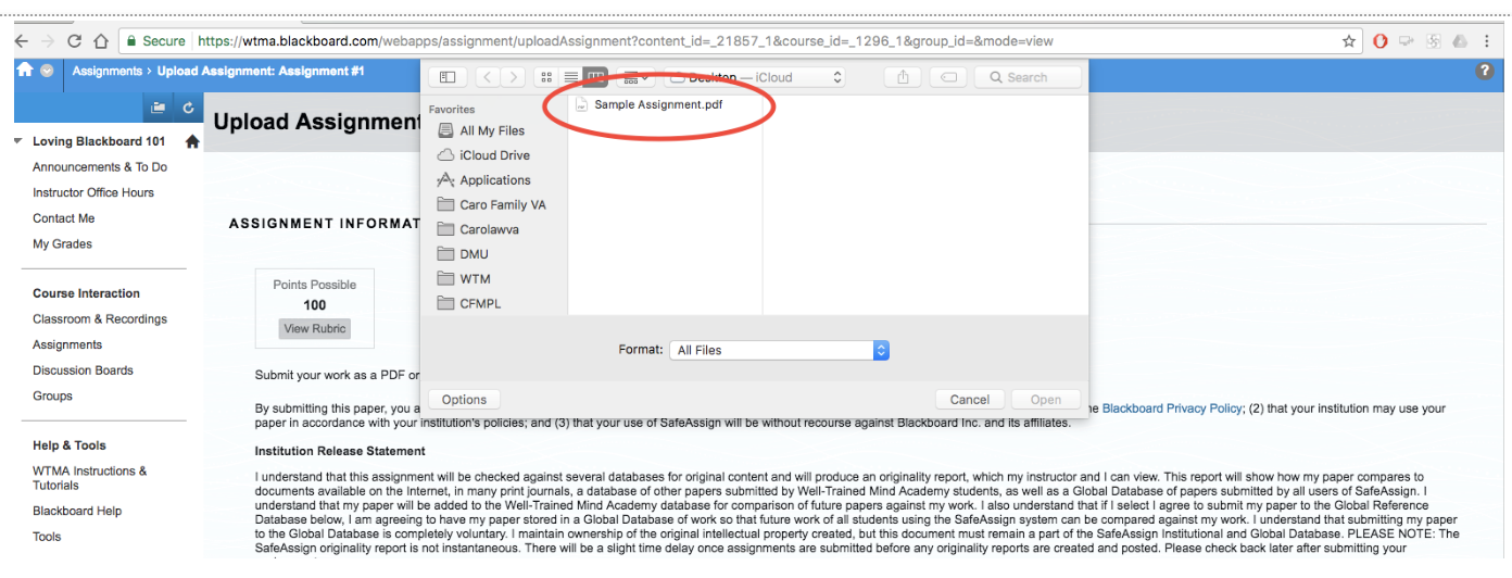 Uploading An Assignment to Blackboard – Well-Trained Mind Academy